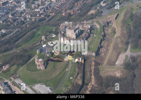 Dover castle, England. World war two anti-aircraft gun on carriage ...