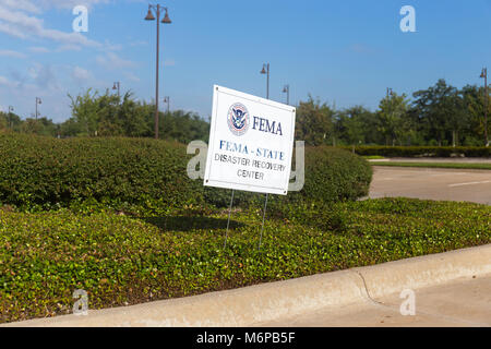 A Fema sign at the disaster recovery center in San Andreas California ...