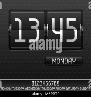 Flip clock numbers. Retro countdown animation, mechanical scoreboard number and numeric counter ...