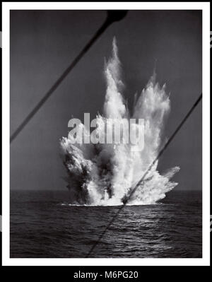 DEPTH CHARGE ATLANTIC WW2 Nazi Submarine Depth charge explosion during ...