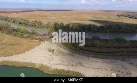 Landscape near the Sea of Azov, the river, an artificial lake and open ...