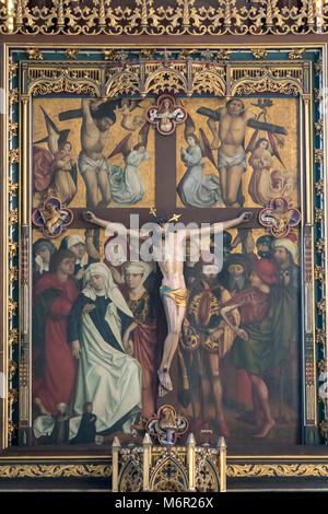 High altar of St. George Church in Dinkelsbühl. Germany. The old town ...