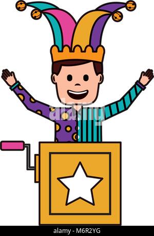 joker jumping jack in the box surprise fools day vector illustration ...