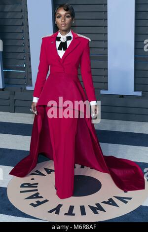 Janelle Monae attends the Vanity Fair Oscar Party at Wallis Annenberg ...