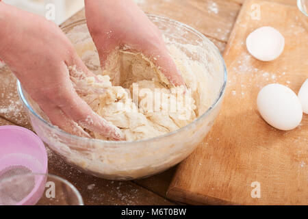 Woman doing dough at home. Healthy food concept Stock Photo - Alamy