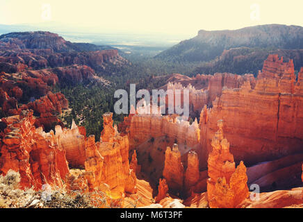 Picturesque colorful pink rocks of the Bryce Canyon National park in ...