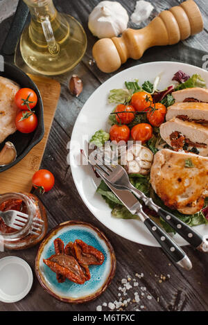 fresh delicious desserts on a light background Stock Photo - Alamy