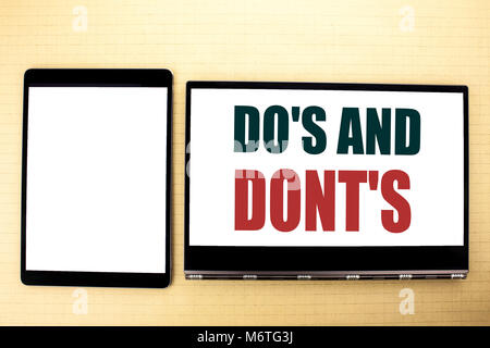 Conceptual hand writing showing Do S And Don tS. Concept meaning Rules ...