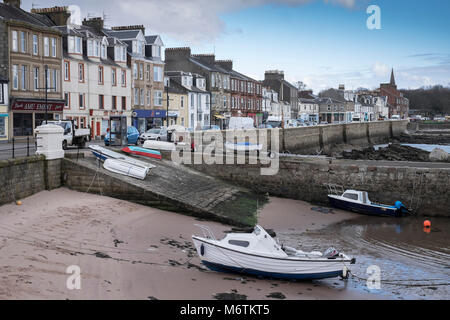 Beach at Millport Great Cumbrae Ayrshire Scotland with Arran mountains ...