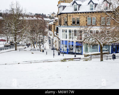 A snow scene in Harrogate town centre from Montpellier Hill,North ...