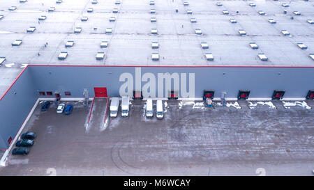 Aerial view on loading bays in distribution center Stock Photo - Alamy