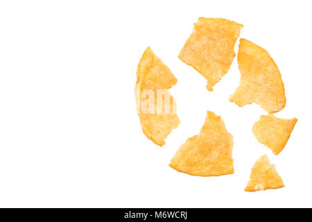 Broken potato chips isolated on white background. High resolution photo ...