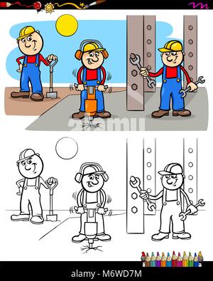 Cartoon Illustration of Funny Manual Workers Characters or Decorators ...