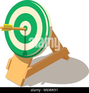 Dart throw icon isometric vector. Target with dart in center and winner ...