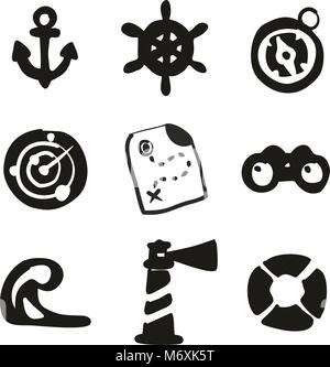Nautical Icons Freehand Stock Vector Image & Art - Alamy