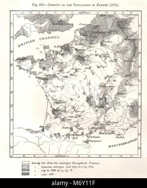 France population density old map Stock Photo - Alamy