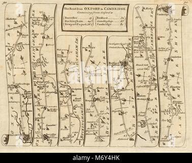 Oxford-Bicester-Buckingham-Bedford-Cambridge. GARDNER road map #80 1719 ...