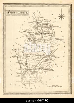 Antique county map of NOTTINGHAMSHIRE by JOHN CARY. Original outline ...