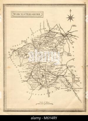 Antique county map of WORCESTERSHIRE by JOHN CARY 1787 old chart Stock ...