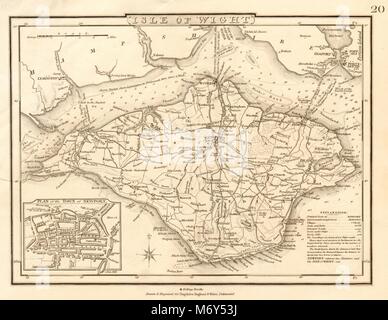 Antique map of the ISLE OF WIGHT. Inset Newport town plan. COLE & ROPER ...