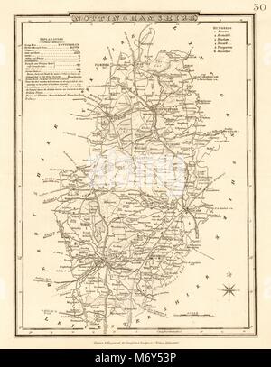 Nottinghamshire antique county map by Thomas Moule 1837 old chart Stock ...