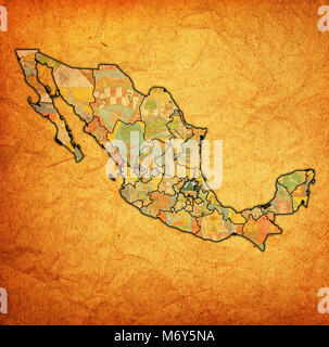 emblem of Hidalgo state on map with administrative divisions and ...