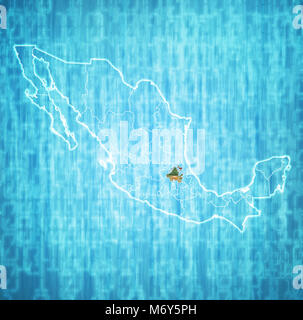 emblem of Hidalgo state on map with administrative divisions and ...