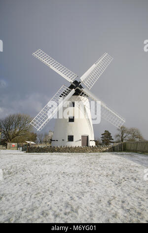 Llynnon Windmill in winter, Llanddeusant, Anglesey, North Wales, United ...