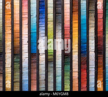 Brightly coloured glass mosaic samples in a frame, seen in Orsoni glass ...