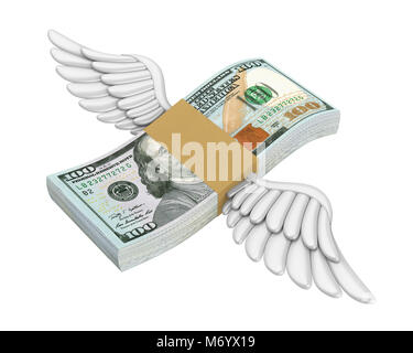 Dollar Money Wings Flying Isolated Stock Photo: 177491509 - Alamy