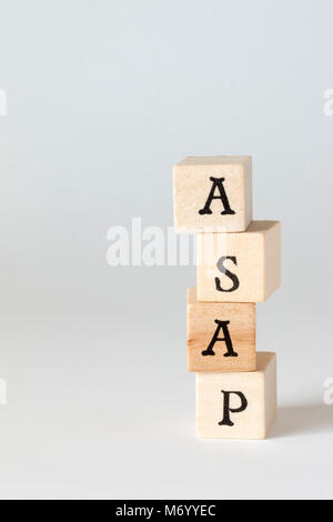 ASAP word made with building blocks,as soon as possible Stock Photo - Alamy