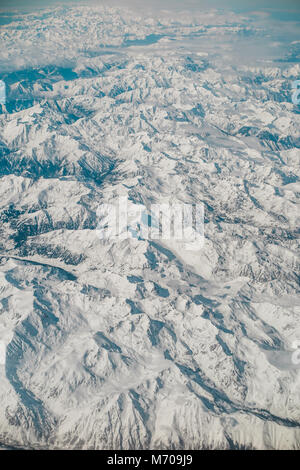 Aerial photography of the Pyrenees, the mountain range between France ...