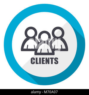 Customers blue flat design web icon Stock Photo - Alamy