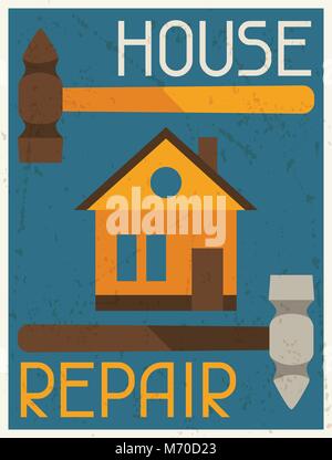 Repair and build. Retro poster in flat design style Stock Vector Image ...