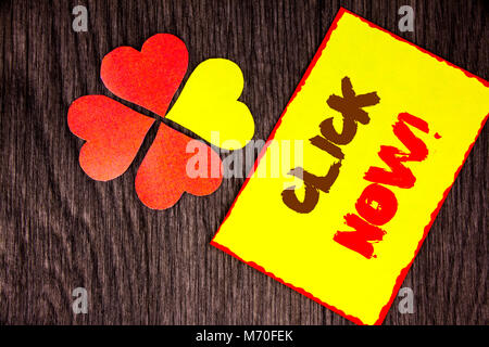 Text sign showing Click Me Now. Word for Internet helping desk Press ...