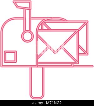 neon line mailbox correspondence message delivery letter vector ...