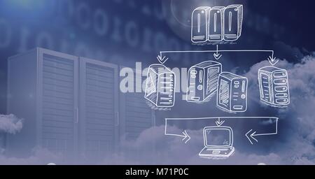 Servers network drawing doodles Stock Photo - Alamy