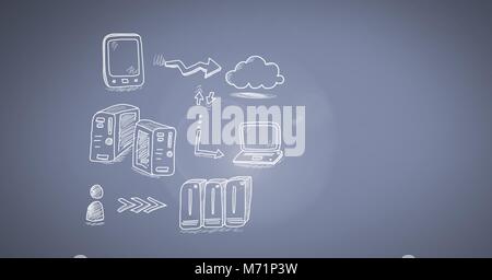 Servers network drawing doodles Stock Photo - Alamy