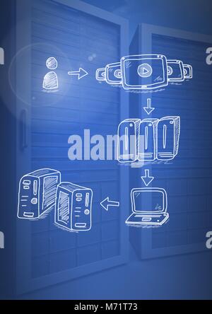 Servers network drawing doodles Stock Photo - Alamy
