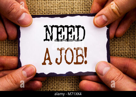Hand writing sign Jobless. Word for unemployed person looking for a ...