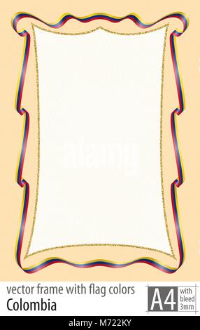 Frame and border of ribbon with the colors of the Colombia flag Stock ...