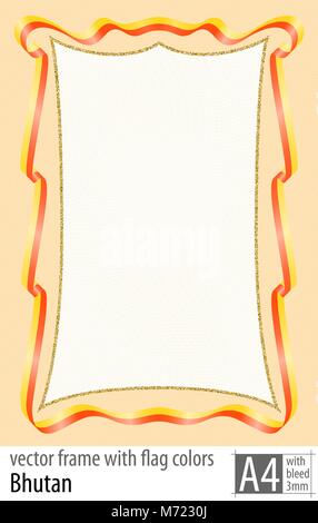 Frame and border of ribbon with Bhutan flag, template elements for your ...