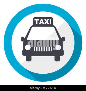 Taxi icon. Flat icon on blue background Stock Photo - Alamy