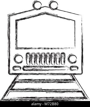 flat line uncolored train over white background vector illustration ...