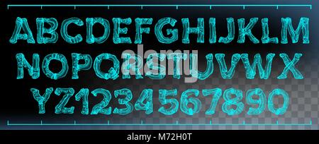 X-ray Font Vector. Transparent Roentgen Alphabet. Radiology 3D Scan ...