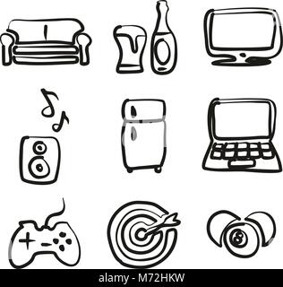 Man Favorite Activities Icons Freehand 2 Color Stock Vector Image & Art ...