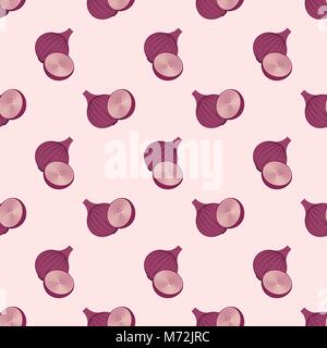 Seamless watercolor red onion pattern. Vegetable vector background ...