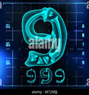 X-ray Font Vector. Transparent Roentgen Alphabet. Radiology 3D Scan ...