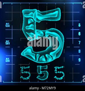 X-ray Font Vector. Transparent Roentgen Alphabet. Radiology 3D Scan ...