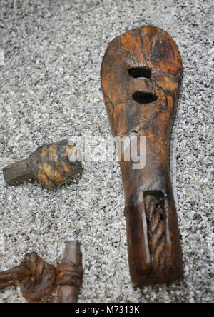 Detail of the part of a rattle used probably as a musical instrument or ...